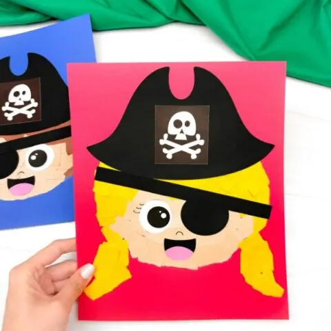 Torn Paper Pirate Craft For Kids (Free Template)