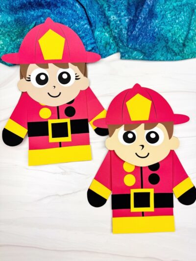 Firefighter Puppet Craft For Kids W/Free Template