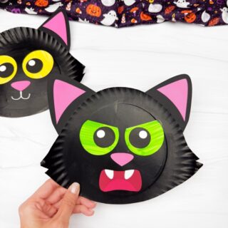 Paper Plate Black Cat Craft For Kids (Free PDF Template)