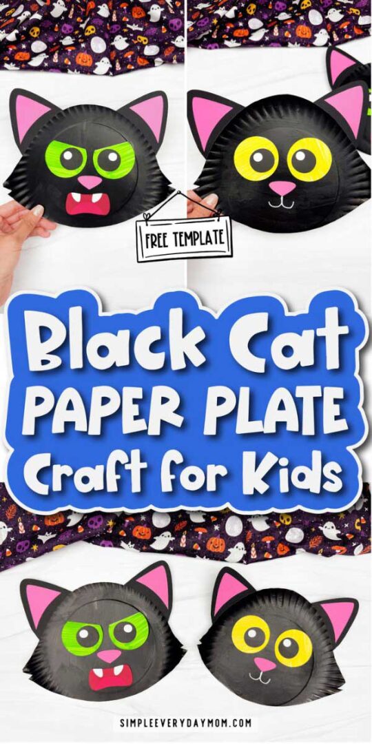 Paper Plate Black Cat Craft For Kids (Free PDF Template)
