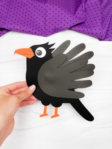 Handprint Crow Craft For Kids (Free PDF Template)