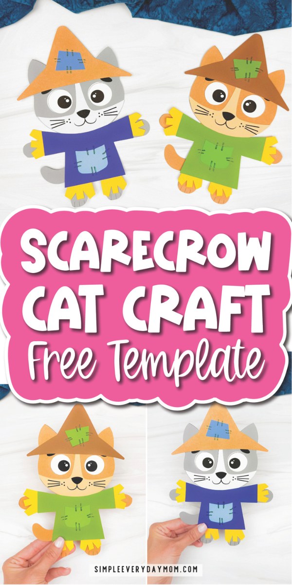 Scarecrow Cat Craft For Kids (Free PDF Template)