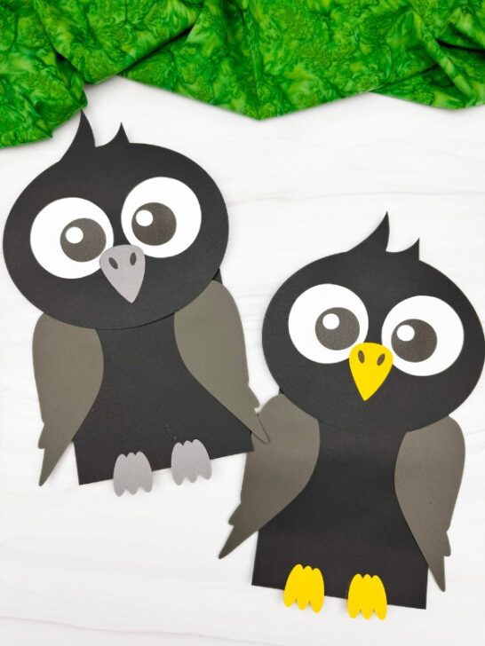 Crow Puppet Craft For Kids (Free PDF Template)