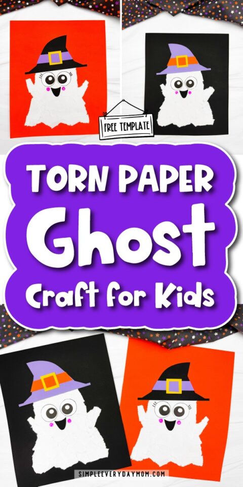 Torn Paper Ghost Craft For Kids (Free PDF Template)