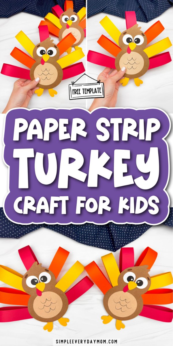 Paper Strip Turkey Craft (Free Printable Template)