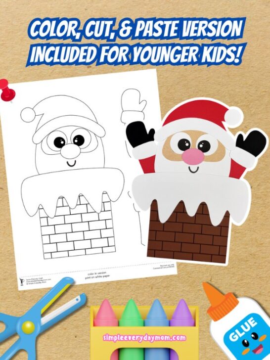Santa Chimney Craft For Kids (Free Printable Template)