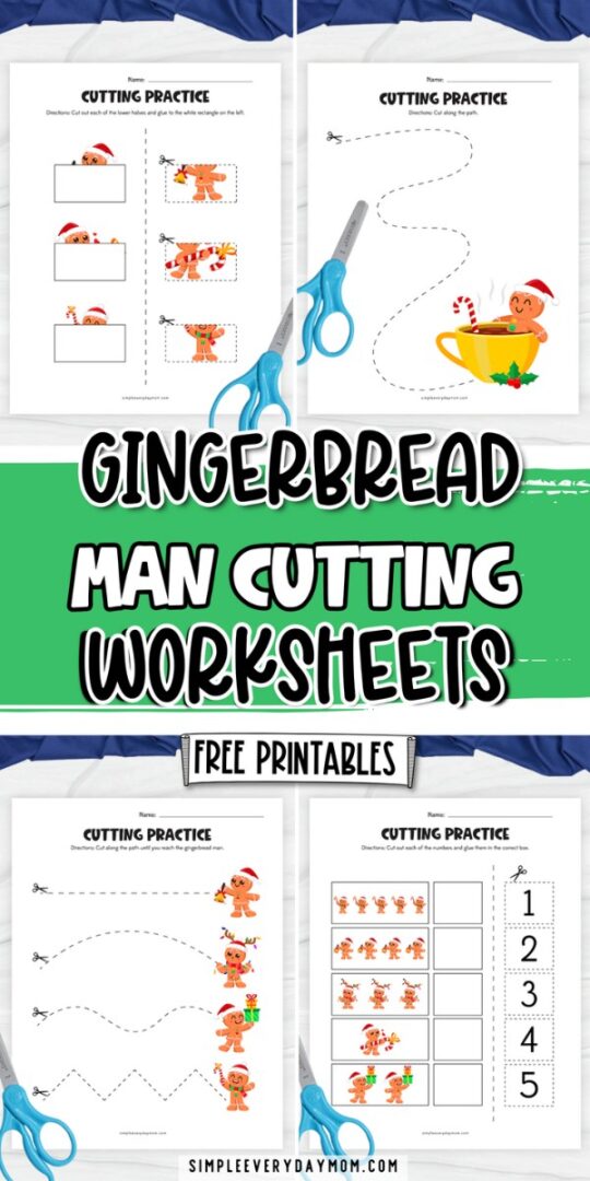 Gingerbread Man Cutting Worksheets [Free Worksheets]