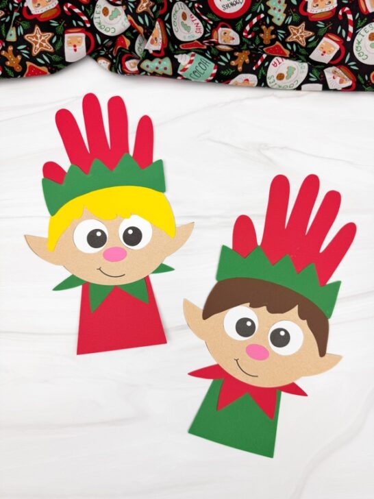 Elf Hand Print Craft For Kids (Free Template)