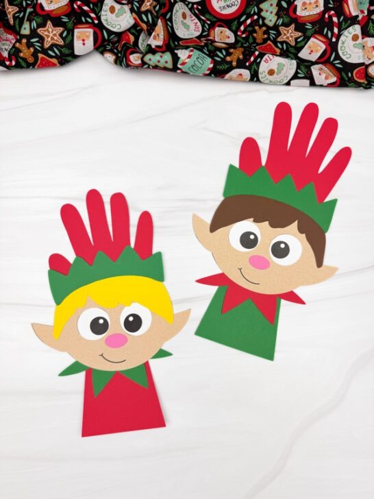 Elf Hand Print Craft For Kids (Free Template)