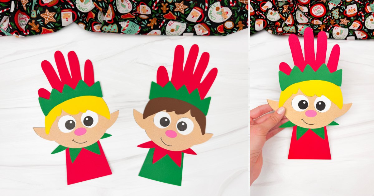 Elf Hand Print Craft For Kids (Free Template)