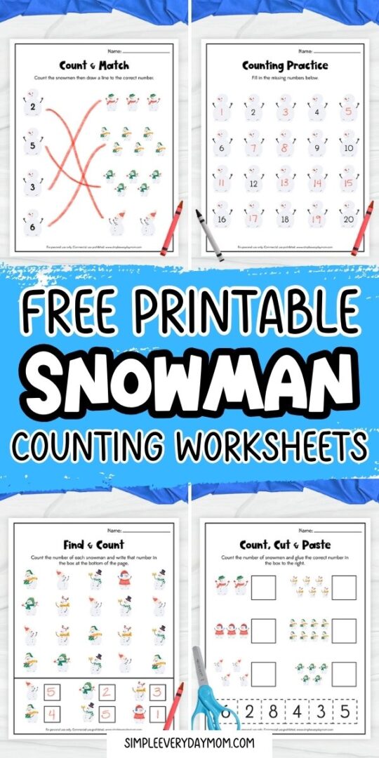 Free Printable Snowman Counting Worksheets For Kids