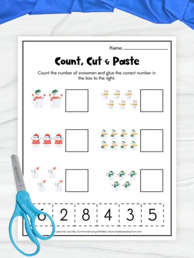 Free Printable Snowman Counting Worksheets For Kids