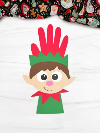 Elf Hand Print Craft For Kids (Free Template)