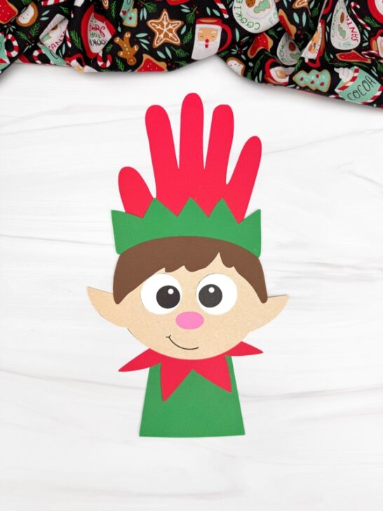 Elf Hand Print Craft For Kids (Free Template)