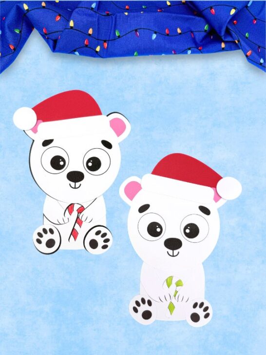Polar Bear Christmas Craft (Free Printable Template)