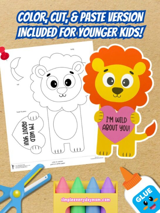 Lion Valentine Craft For Kids (Free Template)