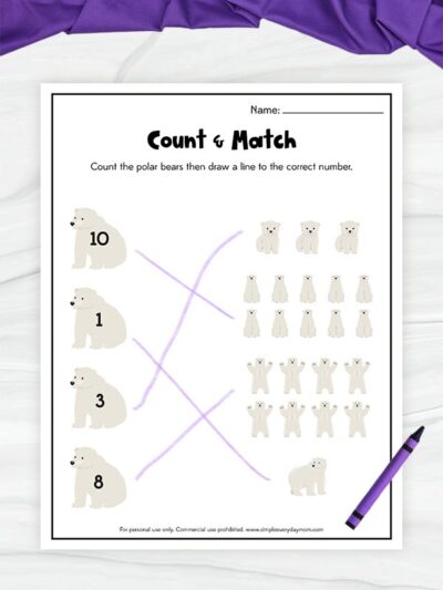 Free Printable Polar Bear Counting Worksheets