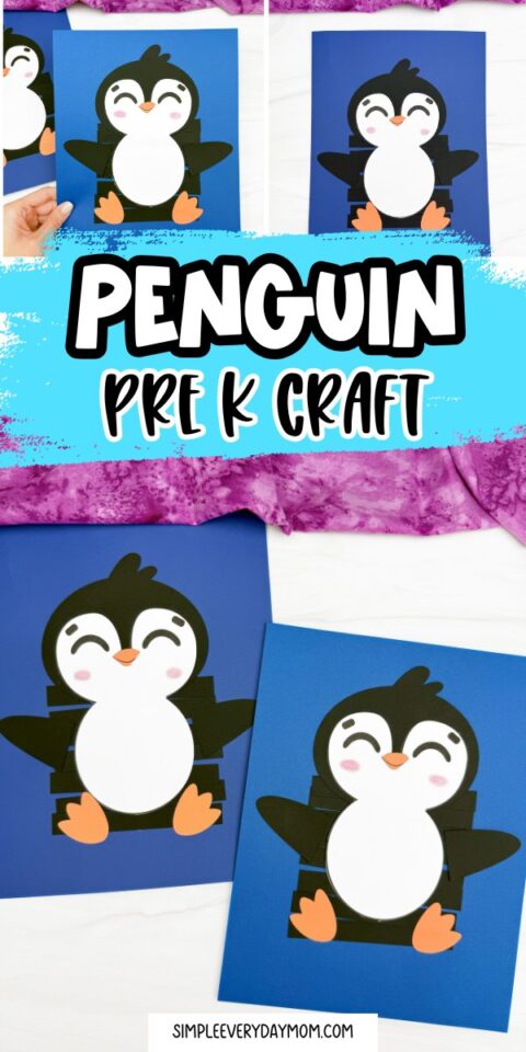 Penguin Paper Strip Craft For Kids (Free PDF Template)