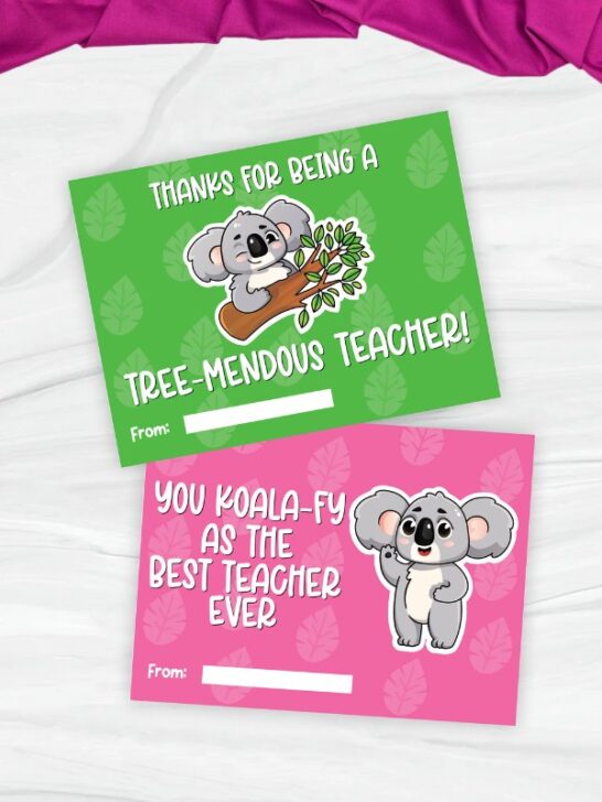 Printable Koala Valentine Cards For The Classroom