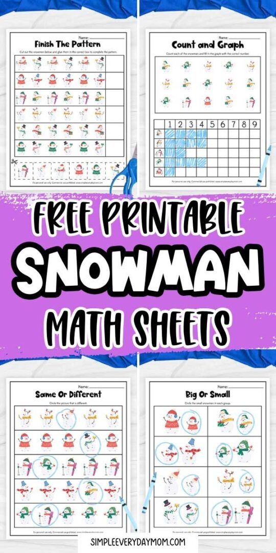 Free Printable Snowman Math Worksheets