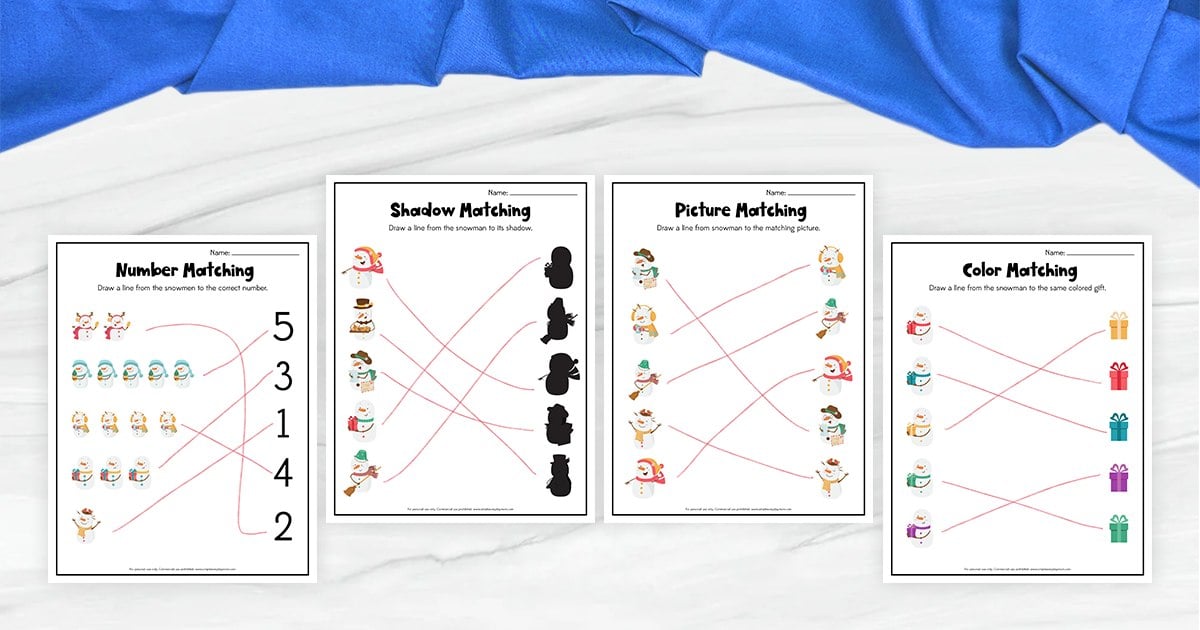 Free Printable Snowman Matching Worksheets