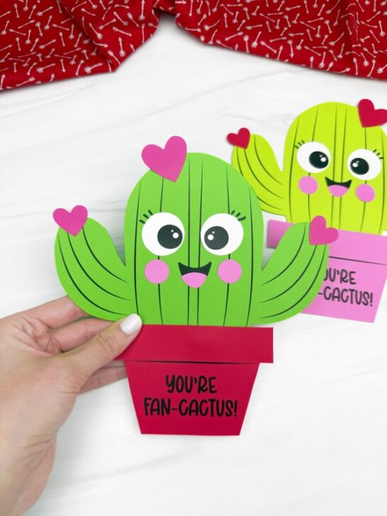 Cactus Valentine Craft For Kids (Free Template)