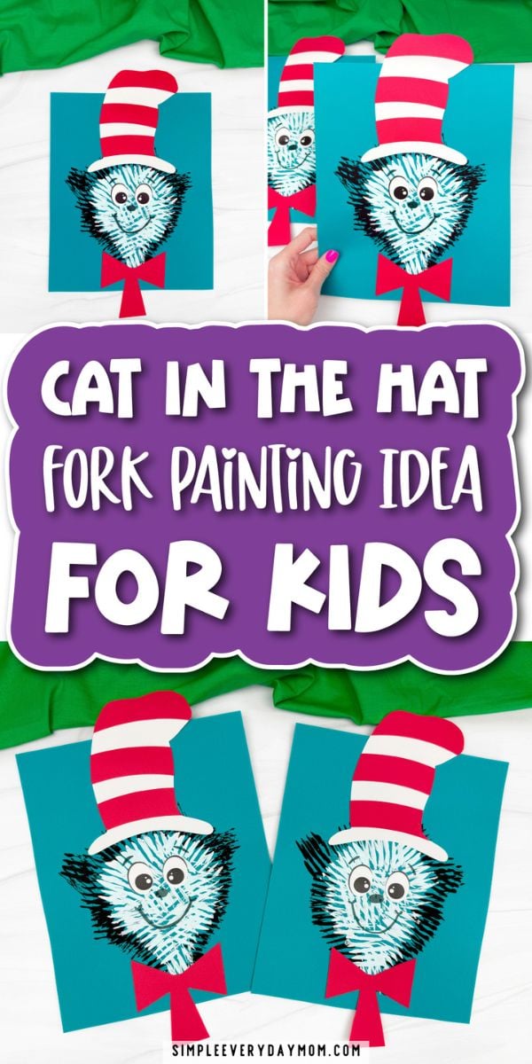 Cat in the Hat Fork Painting (Free Printable Template)