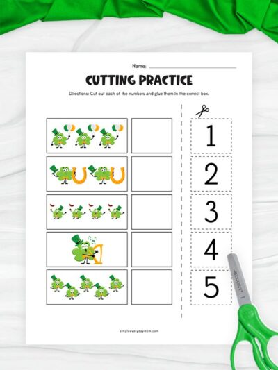 Free Printable Shamrock Cutting Activity Pages