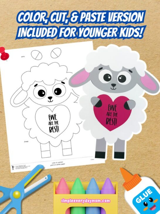 Sheep Valentine Craft For Kids W/Free PDF Template