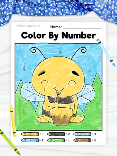 Free Printable Bee Color By Numbers For Preschoolers