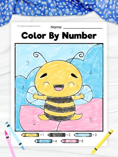 Free Printable Bee Color By Numbers For Preschoolers