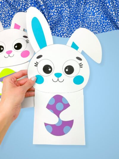 Easter Bunny Paper Bag Puppet (Free PDF Template)
