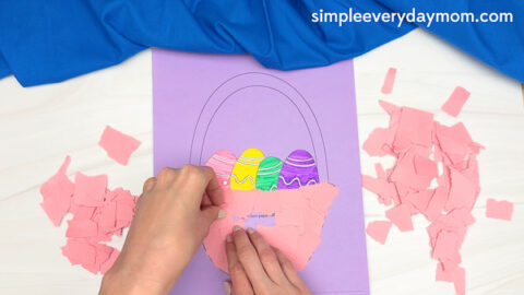 Torn Paper Easter Basket Craft [Free Printable Template]