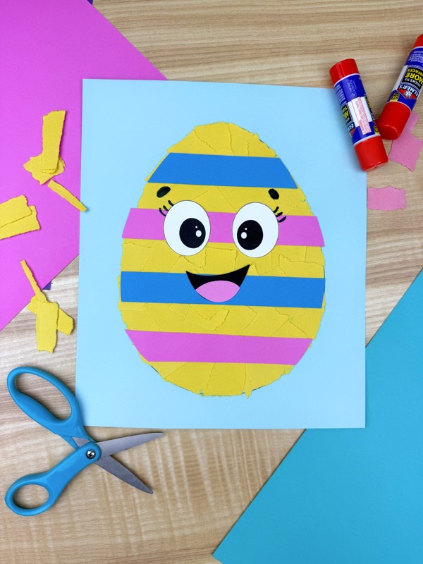 Torn Paper Easter Egg Craft [Free Printable Template]