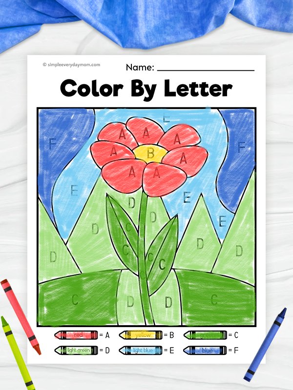 Spring Color By Letters Printables for Kids