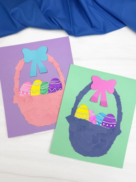 Torn Paper Easter Basket Craft [Free Printable Template]