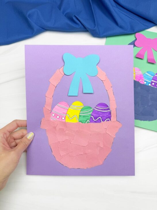 Torn Paper Easter Basket Craft [Free Printable Template]
