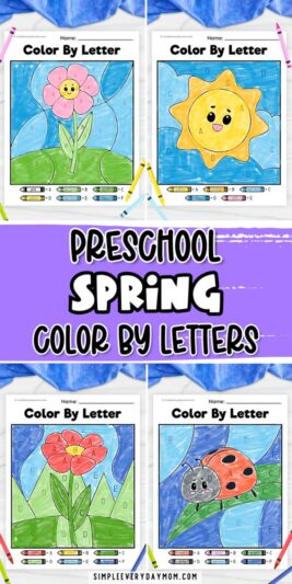 Spring Color By Letters Printables for Kids