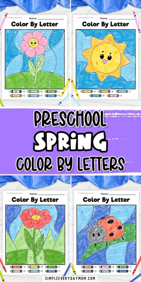 Spring Color By Letters Printables for Kids