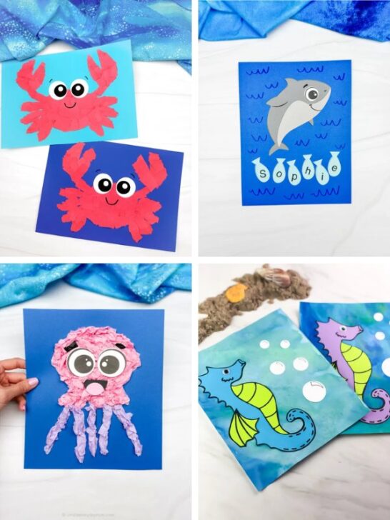 Fork Painted Puffer Fish Craft (Free Printable Template)