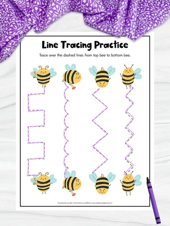 Free Printable Bee Tracing Worksheets For Preschoolers