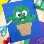 Fork Painted Cactus Craft (Free Printable Template)