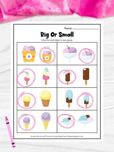 Free Ice Cream Math Worksheets For Preschoolers