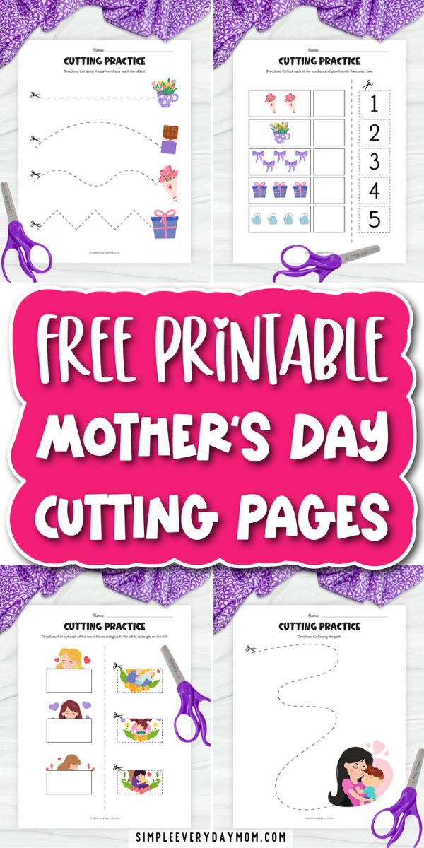 Free Mother's Day Cutting Practice Worksheets For Kids