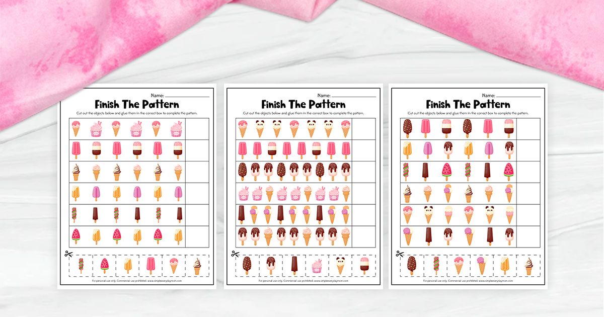 Free Printable Ice Cream Pattern Worksheets For Preschoolers