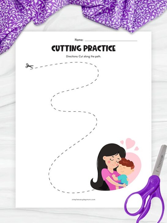 Free Mother's Day Cutting Practice Worksheets For Kids