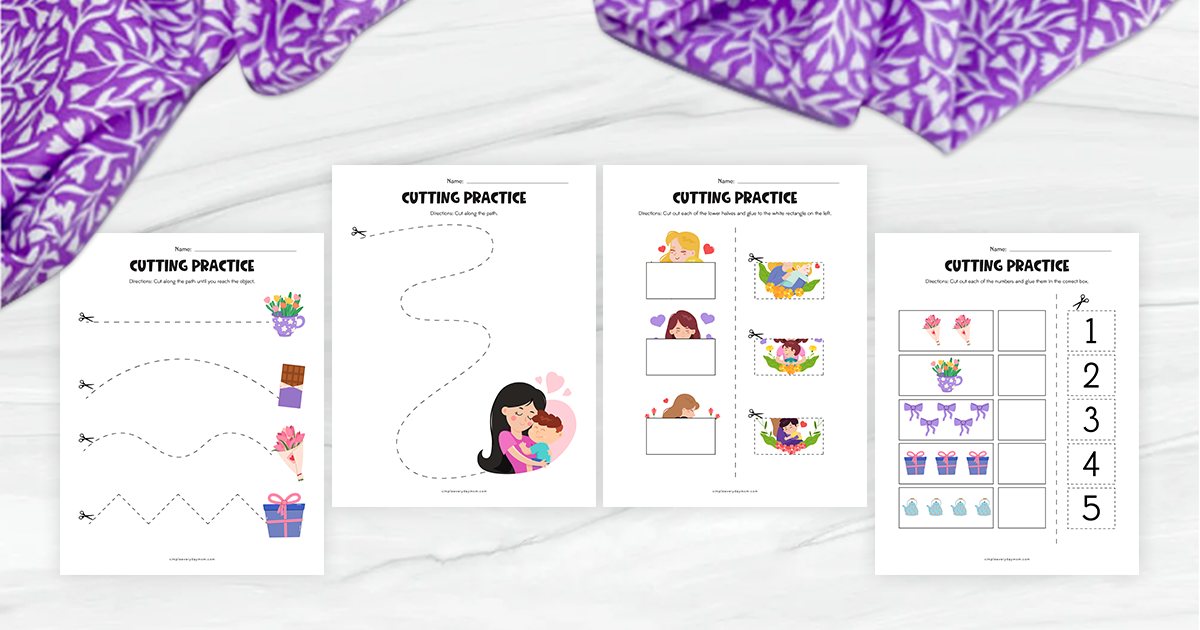 Free Mother's Day Cutting Practice Worksheets For Kids