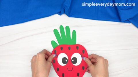 Strawberry Handprint Craft For Kids (Free Printable Template)