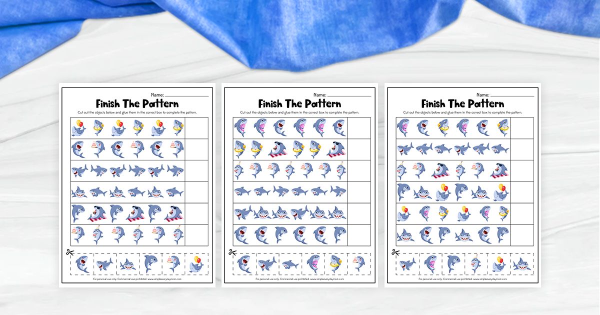 Free Printable Shark Pattern Worksheets