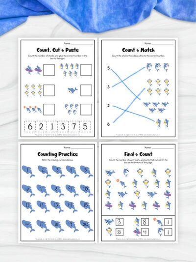 Free Printable Shark Counting Worksheets